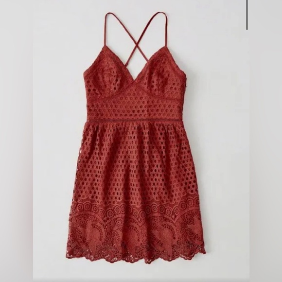 Abercrombie & Fitch | Dresses | Abercrombie Lace Burnt Red Rust Red ...